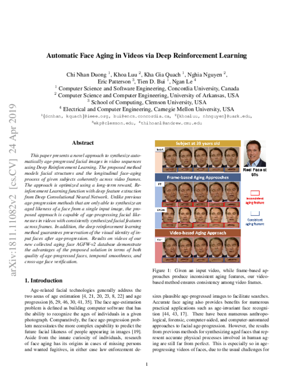 (PDF) Automatic Face Aging in Videos via Deep Reinforcement Learning