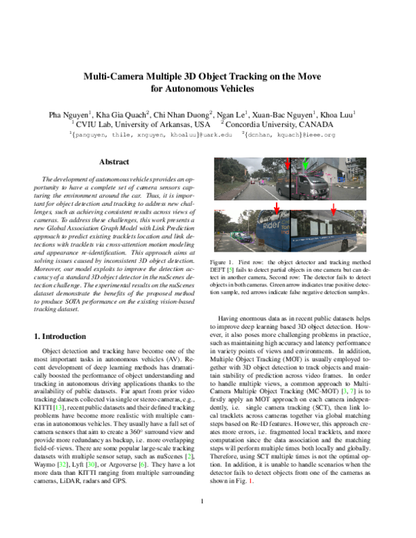 Pdf Multi Camera Multiple 3d Object Tracking On The Move For Autonomous Vehicles