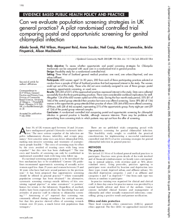 (PDF) Can we evaluate population screening strategies in UK general ...