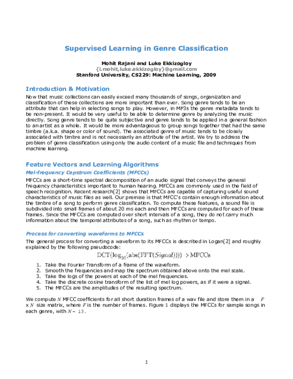 (PDF) Supervised Learning in Genre Classification