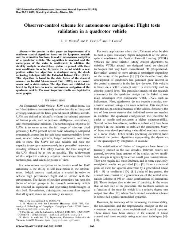 (PDF) Observer-control scheme for autonomous navigation: Flight tests ...