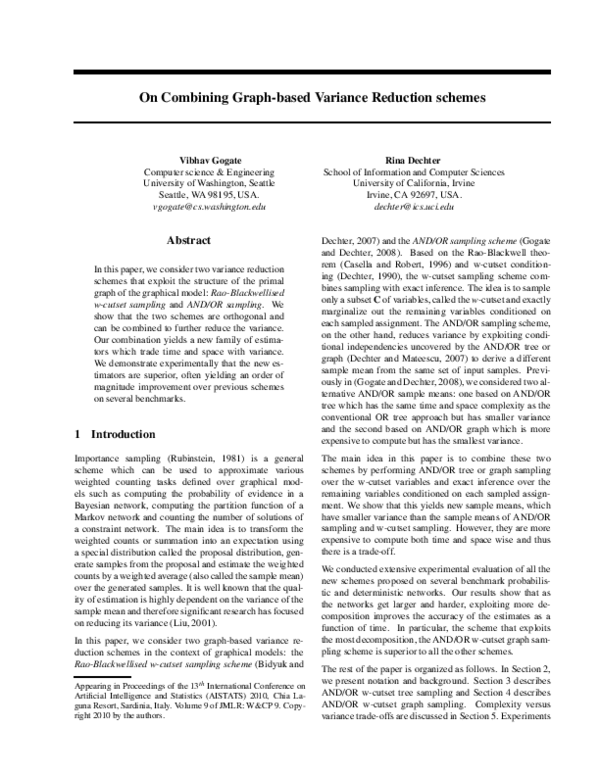 (PDF) On combining graph-based variance reduction schemes