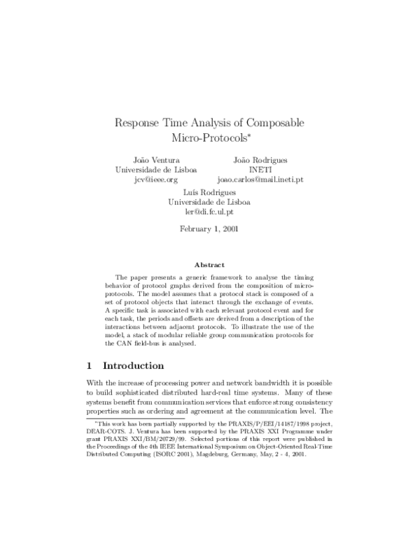 (PDF) Response time analysis of composable micro-protocols