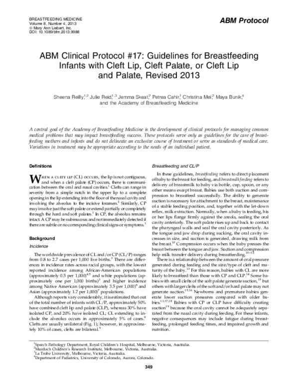 (PDF) ABM Clinical Protocol #17: Guidelines for Breastfeeding Infants ...