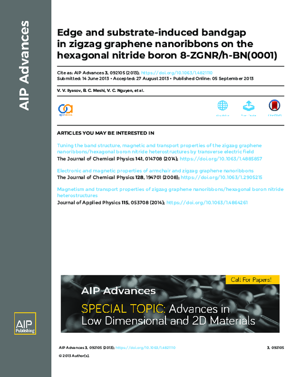 (PDF) Edge and substrate-induced bandgap in zigzag graphene nanoribbons on the hexagonal nitride ...