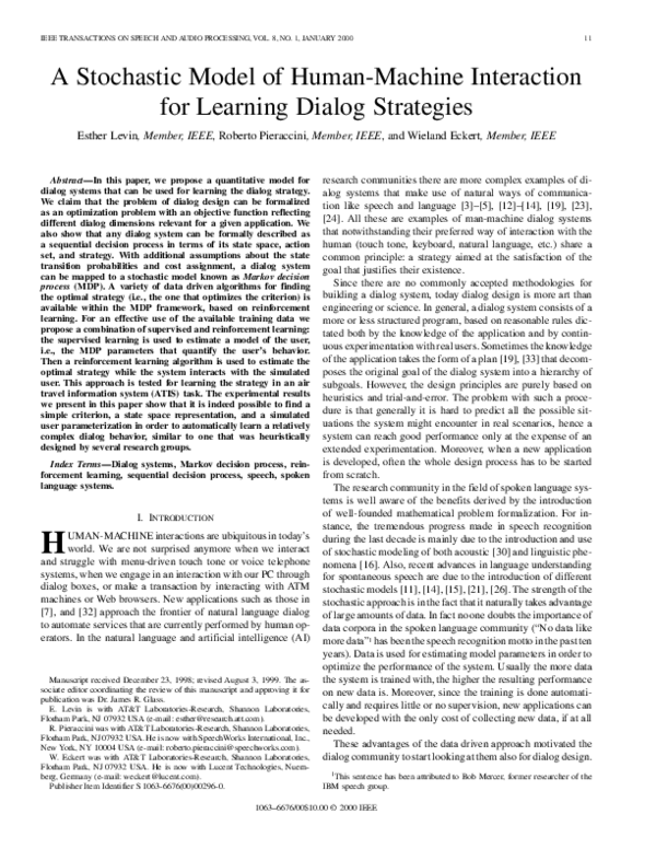 (PDF) A stochastic model of human-machine interaction for learning ...