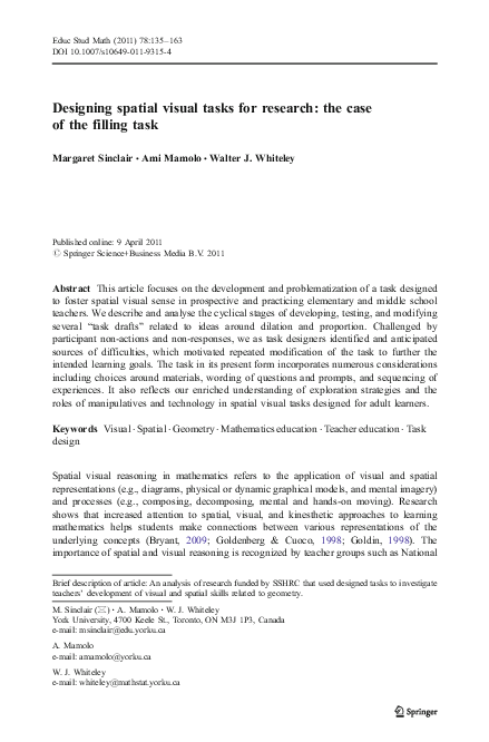 (PDF) Designing spatial visual tasks for research: the case of the filling task