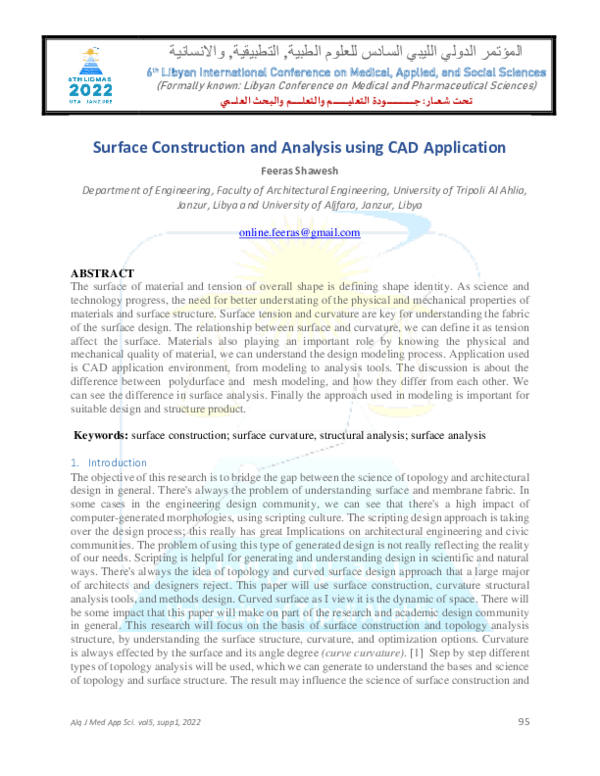 (PDF) Surface Construction and Analysis using CAD Application