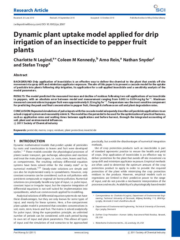 (PDF) Dynamic plant uptake model applied for drip irrigation of an ...