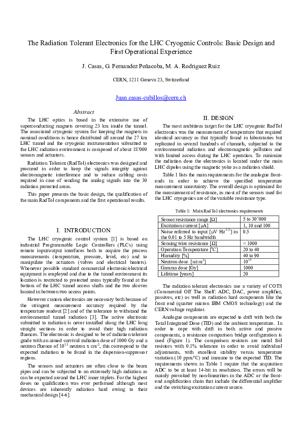 (PDF) The Radiation Tolerant Electronics for the LHC Cryogenic Controls ...