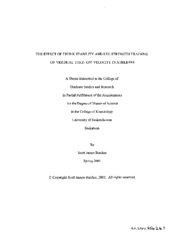 (PDF) Influence of Trunk Stability and Leg Strength Training on Vertical Take-Off Velocity in ...