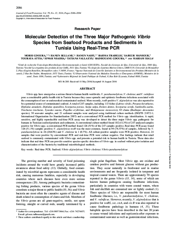Pdf Molecular Detection Of The Three Major Pathogenic Vibrio Species