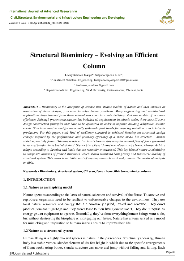 (PDF) Structural Biomimicry – Evolving an Efficient Column