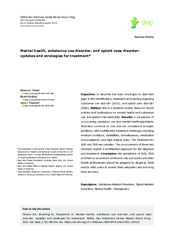 (PDF) Mental health, substance use disorder, and opioid uses disorder ...
