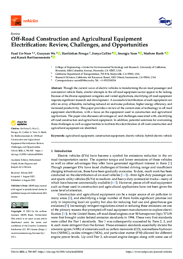(PDF) Off-Road Construction and Agricultural Equipment Electrification ...