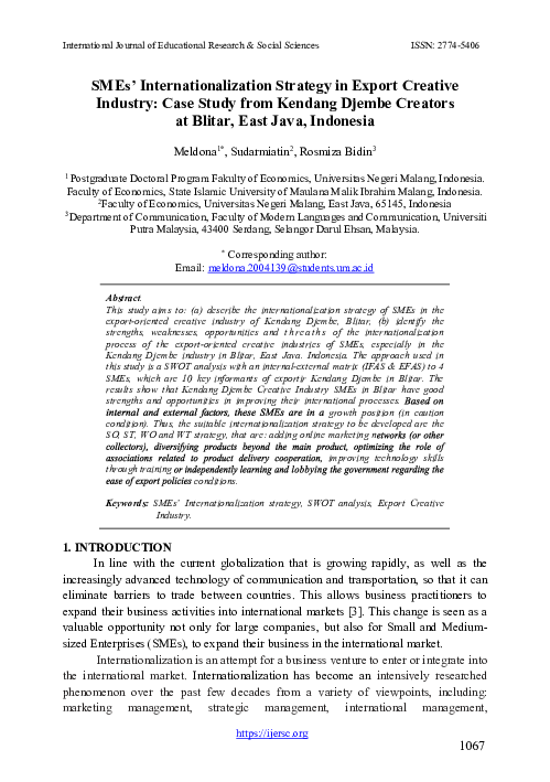 (PDF) SMEs’ Internationalization Strategy in Export Creative Industry ...