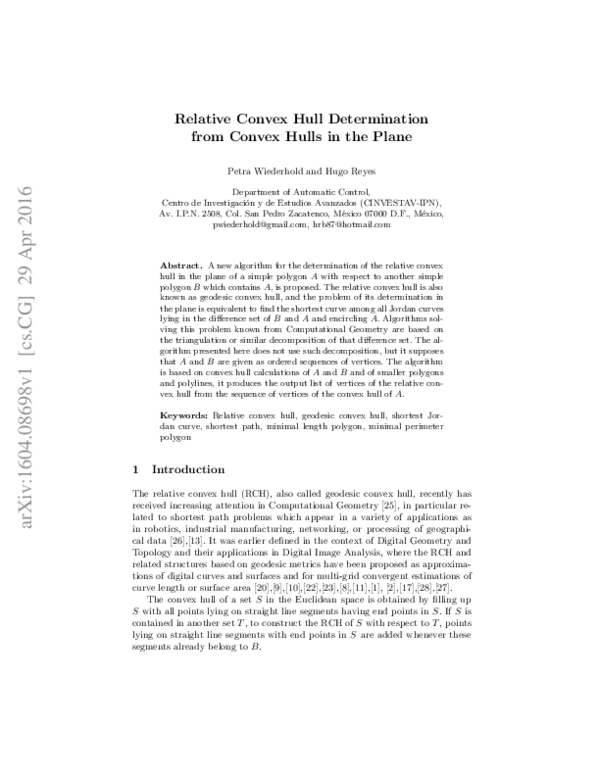 (PDF) Relative Convex Hull Determination from Convex Hulls in the Plane