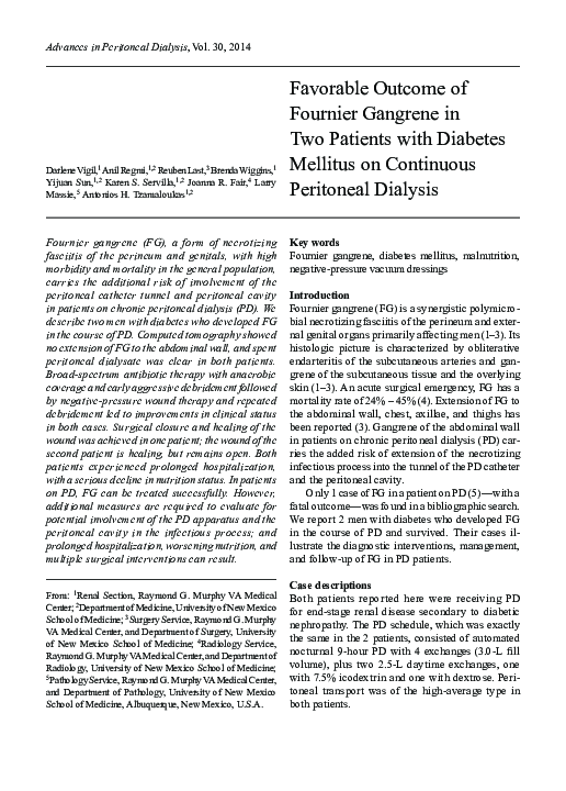 (PDF) Favorable outcome of Fournier gangrene in two patients with ...