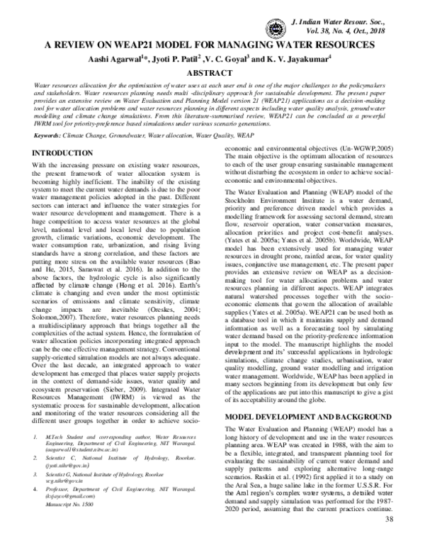 (PDF) A Review on Weap 21 Model for Managing Water Resources