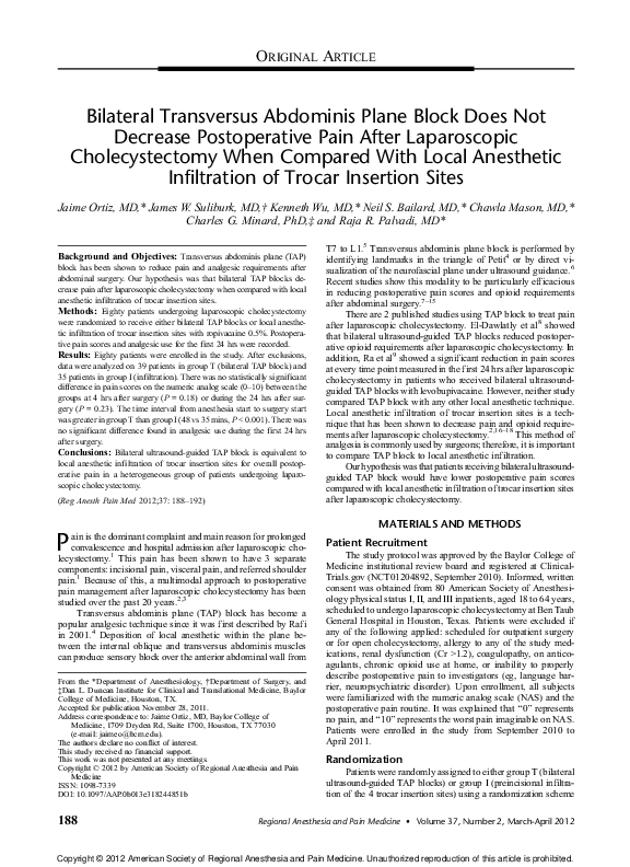 (PDF) Bilateral Transversus Abdominis Plane Block Does Not Decrease ...