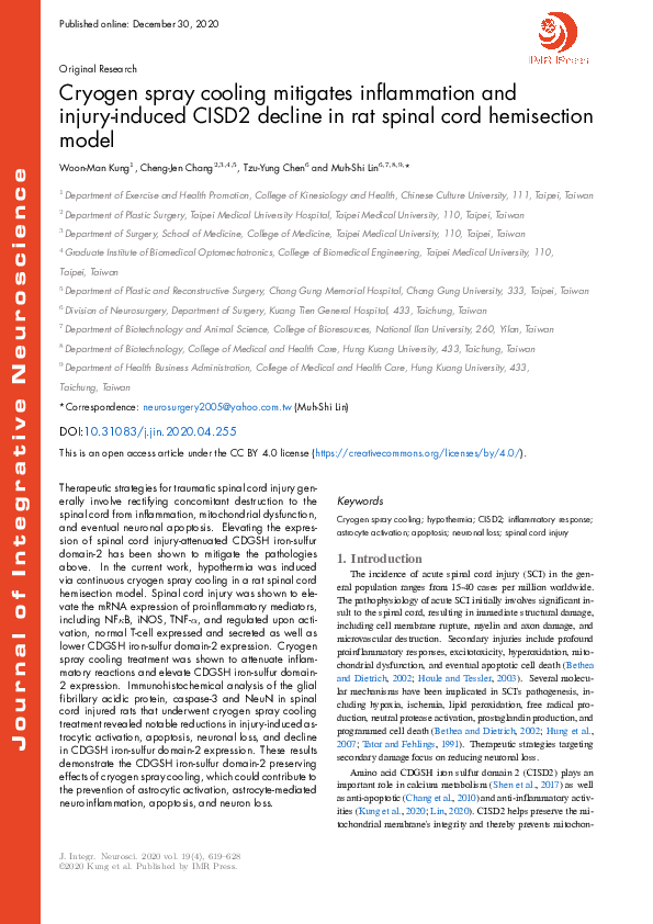 (PDF) Cryogen spray cooling mitigates inflammation and injury-induced ...