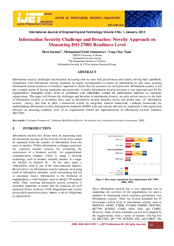 (PDF) Information Security Challenge and Breaches: Novelty Approach on ...