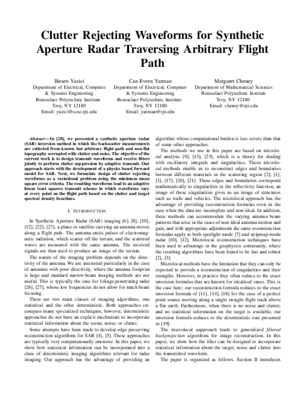 (PDF) Clutter rejecting waveforms for synthetic aperture radar ...