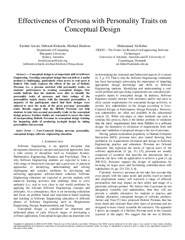 (PDF) Effectiveness of Persona with Personality Traits on Conceptual Design
