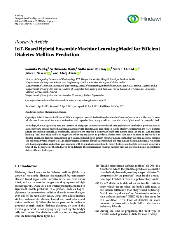 Pdf Iot Based Hybrid Ensemble Machine Learning Model For Efficient
