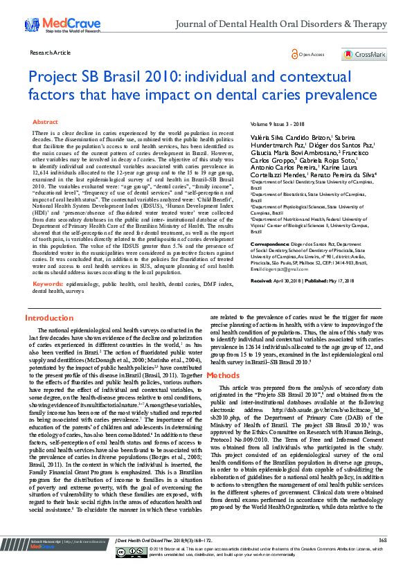 (PDF) Project SB Brasil 2010: individual and contextual factors that ...