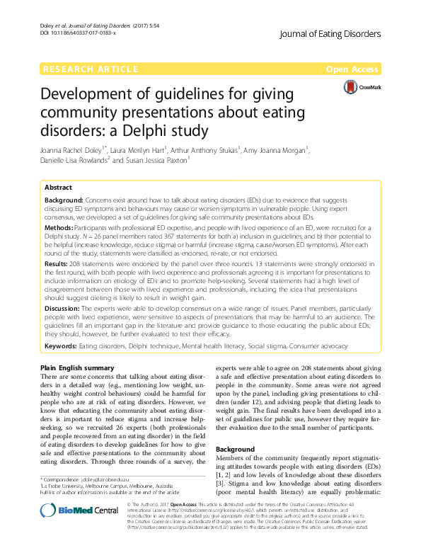 (PDF) Development of guidelines for giving community presentations ...