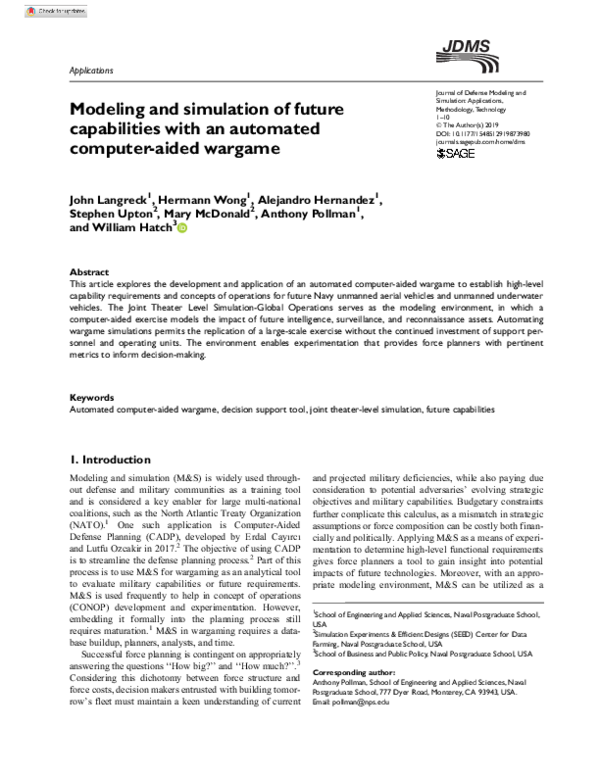 (PDF) Modeling and simulation of future capabilities with an automated computer-aided wargame