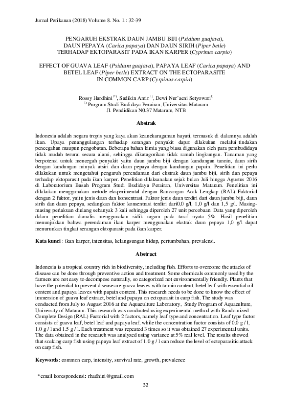 (PDF) PENGARUH EKSTRAK DAUN JAMBU BIJI (Psidium guajava), DAUN PEPAYA (Carica papaya) DAN DAUN ...