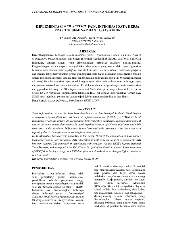(PDF) Implementasi Web Service Pada Integrasi Data Kerja Praktik, Seminar Dan Tugas Akhir