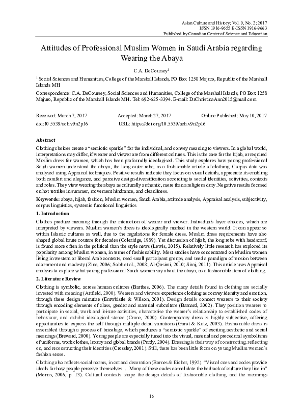 (PDF) Attitudes of Professional Muslim Women in Saudi Arabia regarding ...