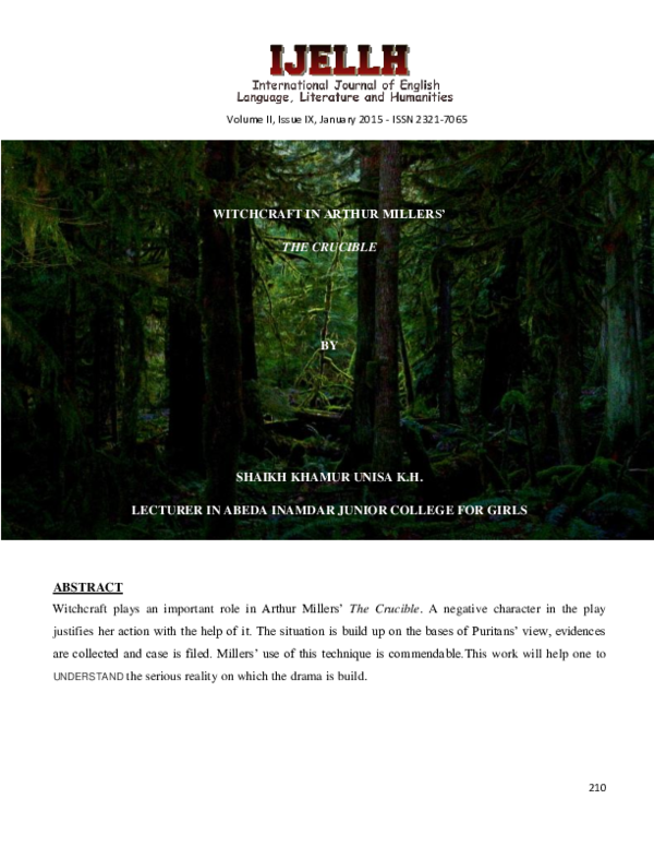 (PDF) Witchcraft in Arthur Miller's The Crucible