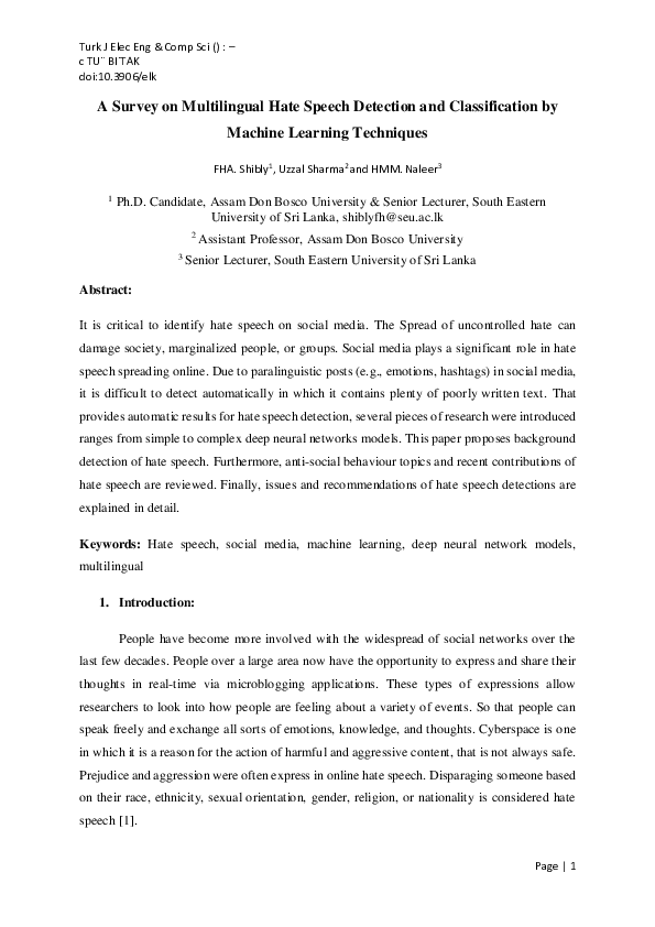 Pdf A Survey On Multilingual Hate Speech Detection And Classification