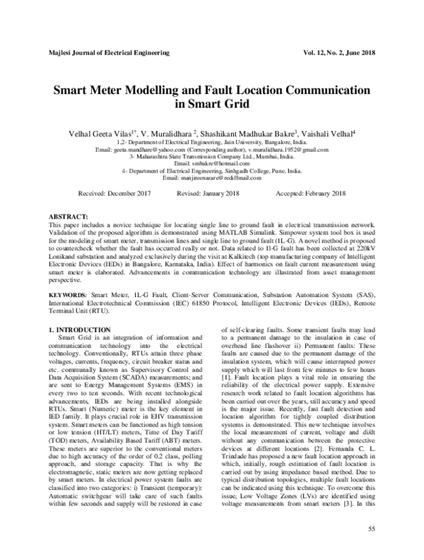 (PDF) Smart Meter Modelling and Fault Location Communication in Smart Grid