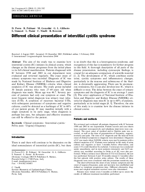 (PDF) Different clinical presentation of interstitial cystitis syndrome