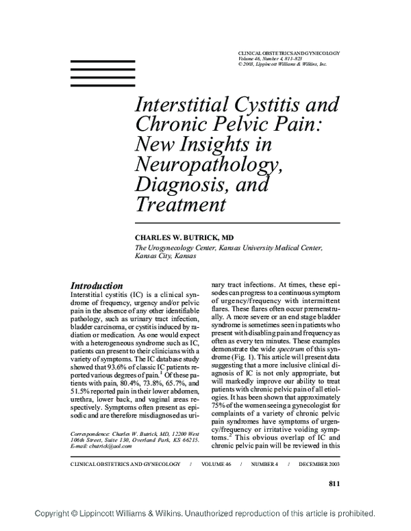 (PDF) Interstitial Cystitis and Chronic Pelvic Pain: New Insights in ...