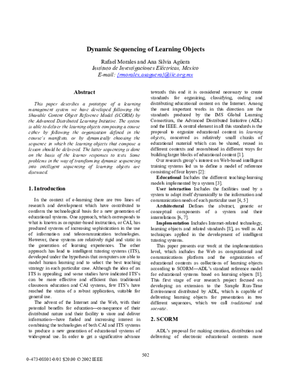 (PDF) Dynamic sequencing of learning objects