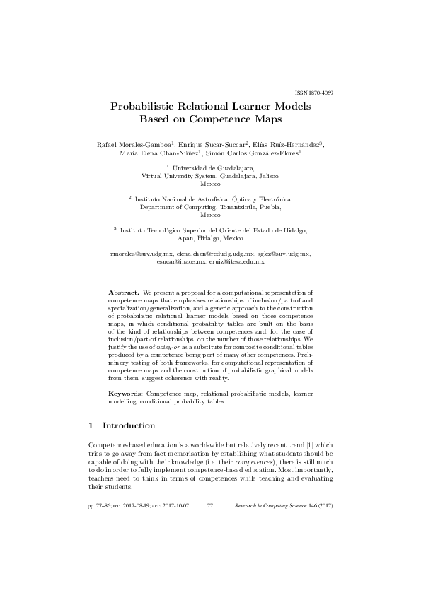 (PDF) Probabilistic Relational Learner Models Based on Competence Maps