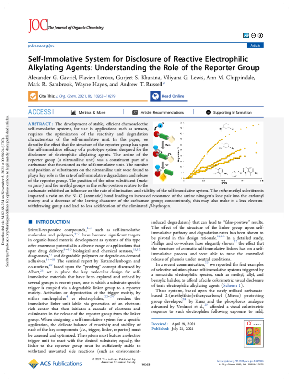 (PDF) Self-Immolative System for Disclosure of Reactive Electrophilic ...