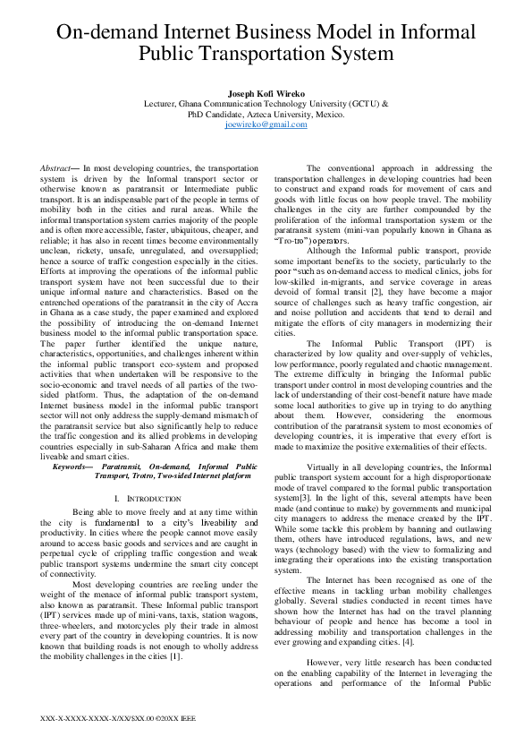 (PDF) On-demand Internet Business Model in Informal Public ...