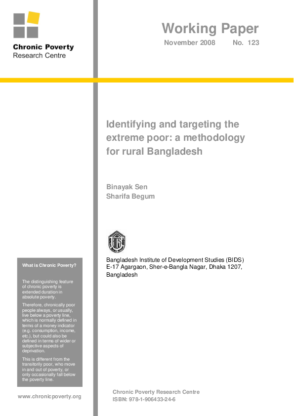(PDF) 5. Identifying and targeting the extreme poor: A methodology for ...