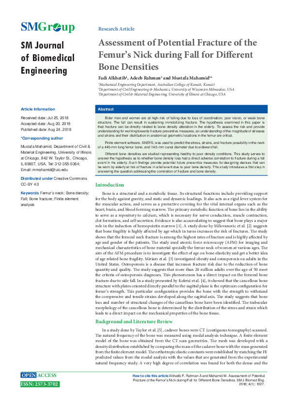 (PDF) Assessment of Potential Fracture of the Femur’s Nick during Fall ...