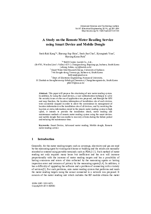 (PDF) A Study on the Remote Meter Reading Service using Smart Device ...