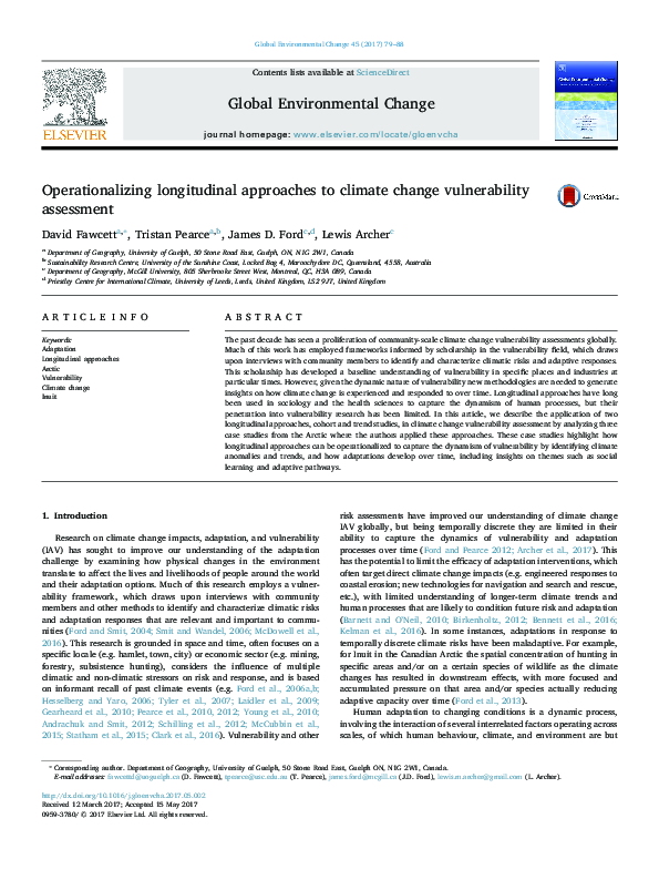 (PDF) Operationalizing longitudinal approaches to climate change vulnerability assessment