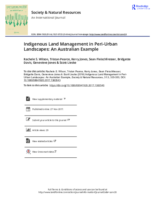 (PDF) Indigenous Land Management in Peri-Urban Landscapes: An ...