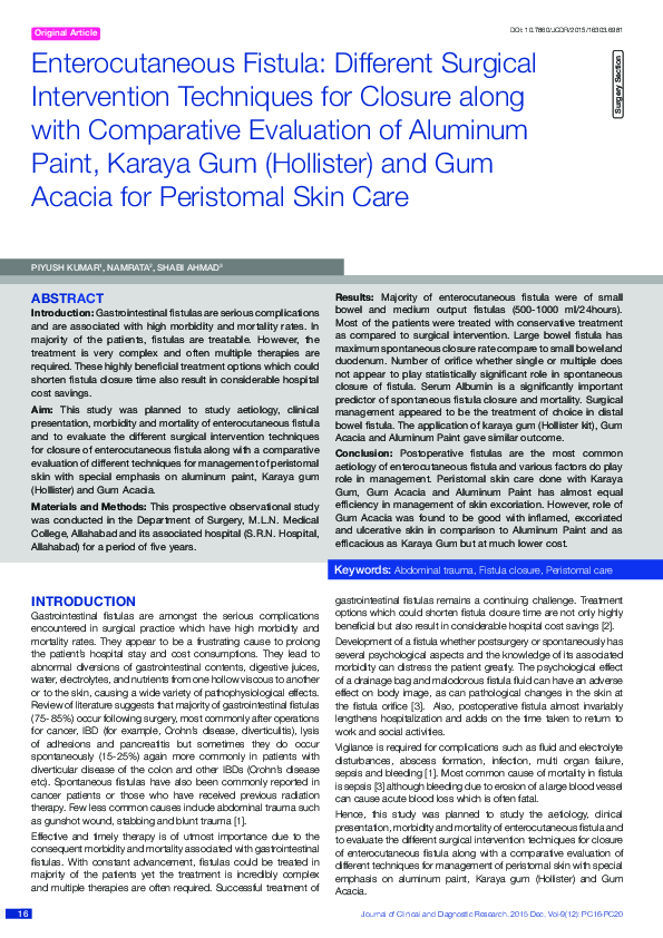 (PDF) Enterocutaneous Fistula: Different Surgical Intervention ...